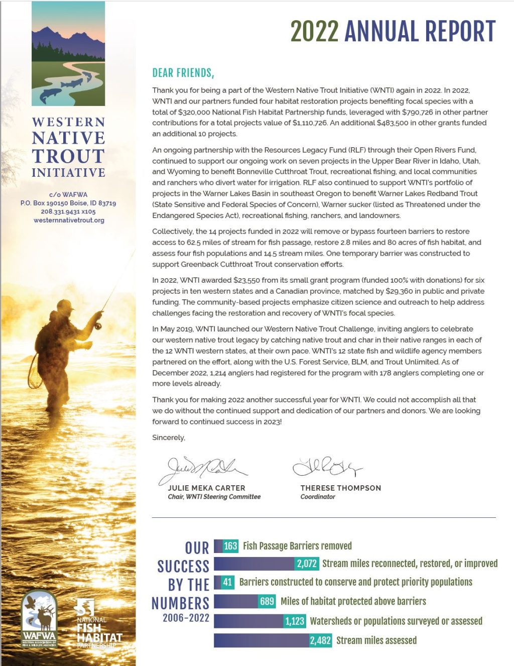 2022 annual report for the Western Native Trout Initiative – Western ...